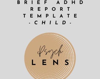 ADHD child Report Template Psychology - Etsy