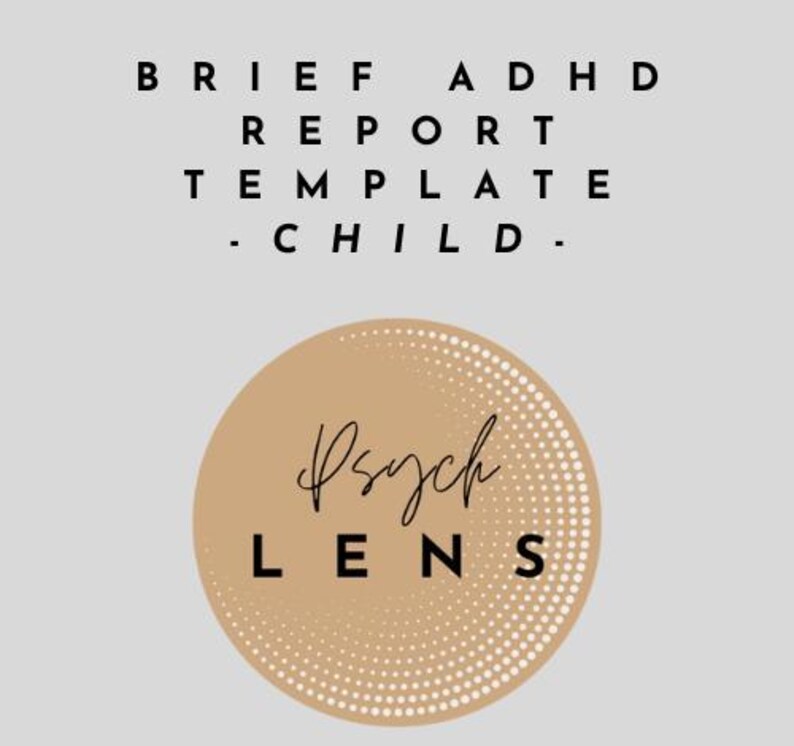 BRIEF ADHD (child) Report Template - Psychology - Etsy