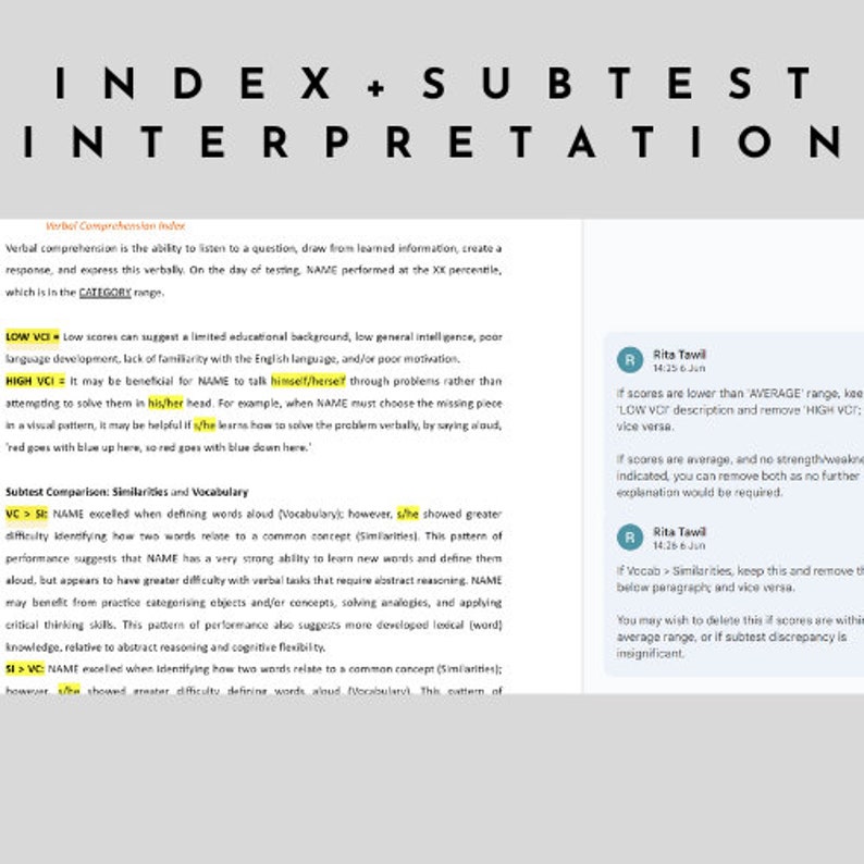 ADHD (child) Report Template - Psychology - Etsy