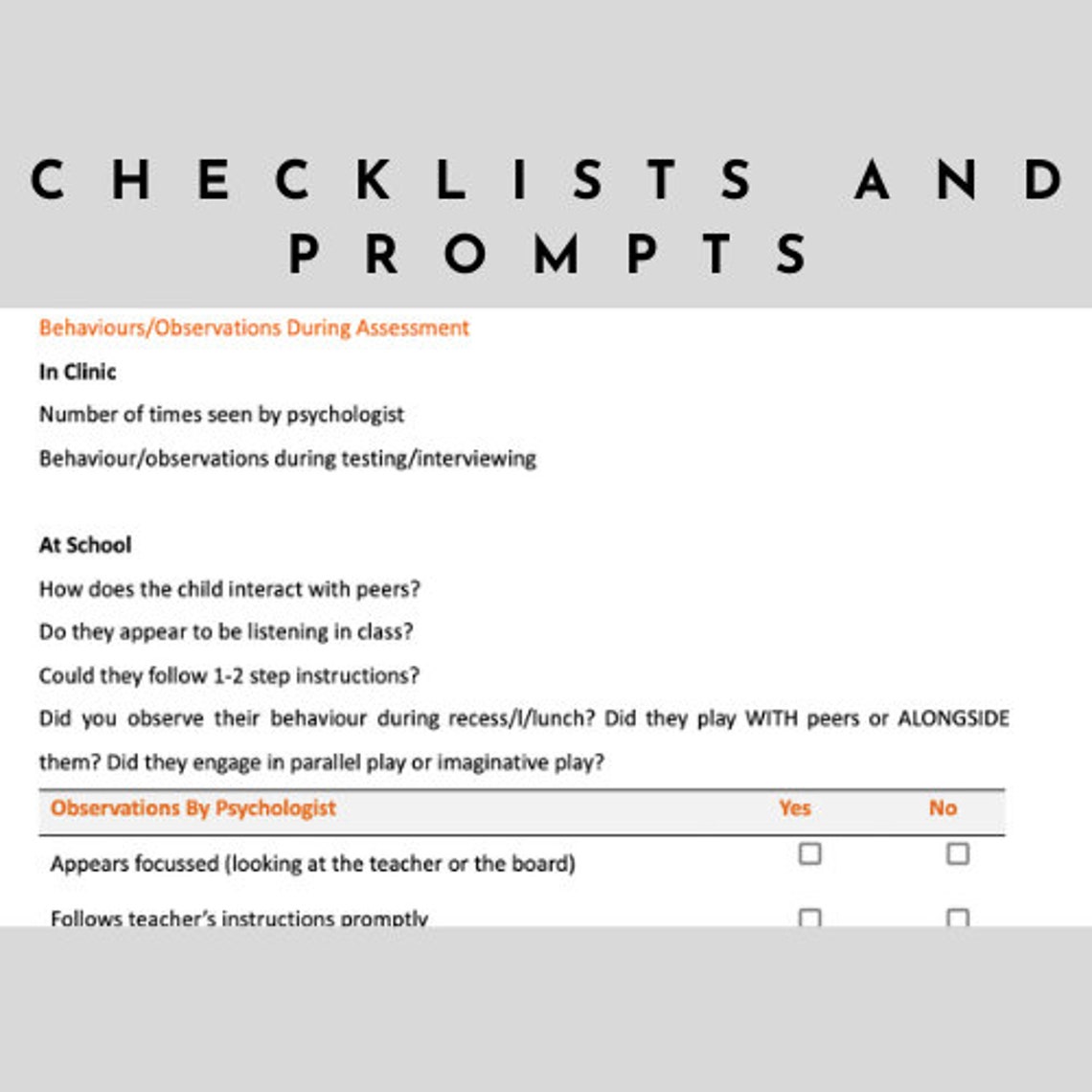 ADHD (child) Report Template - Psychology - Etsy