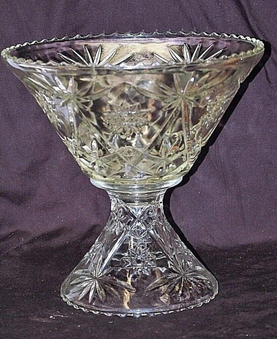 Anchor Hocking EAPC Star of David Punch Bowl & Stand Cups Set Vintage ...