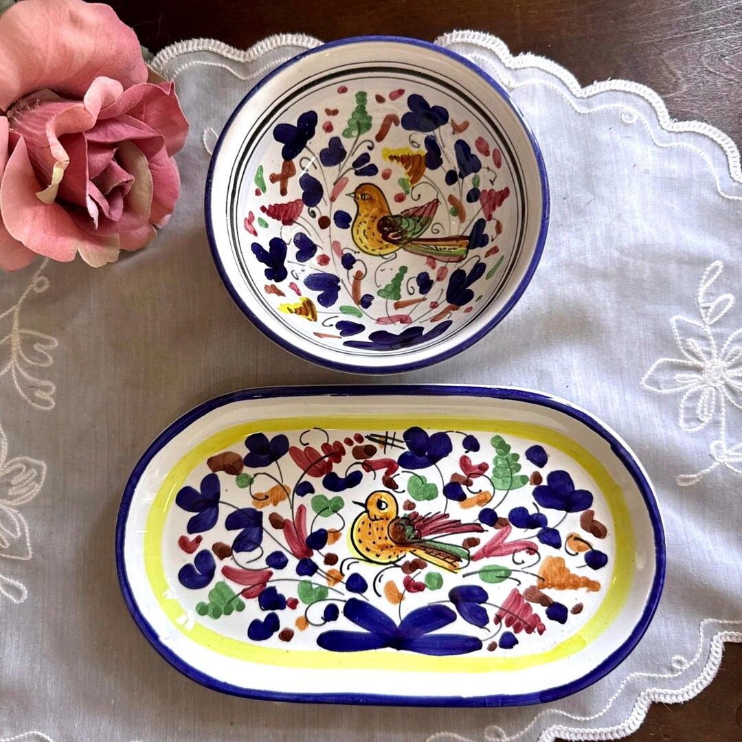 VTG Lot 2 Mario Sambuco Deruta Hand-painted Art Pottery Bowl and Dish ...