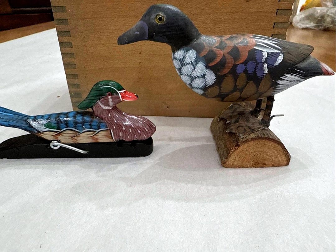 VTG Lot 2 Mini Wood Loon Duck Bird Figure Statue 4” Hand Made and ...