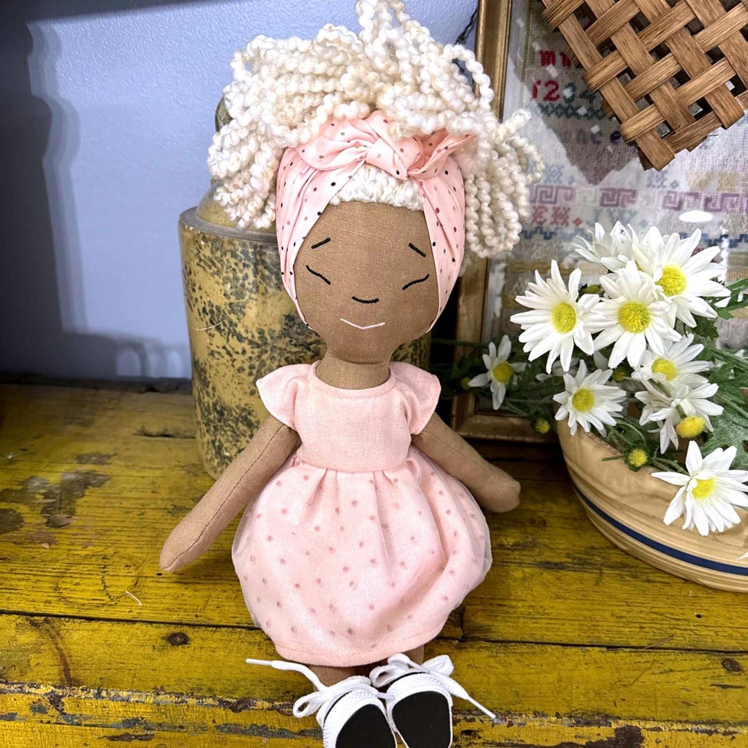 Harperiman Calli Handmade Linen Doll of Color Plush 14” Brown Skin ...