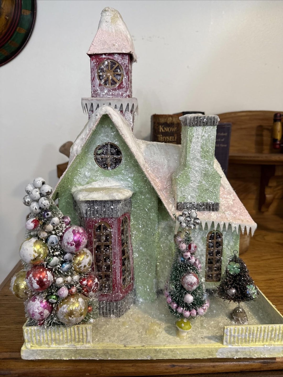 Cody Foster Putz House Large 15” Tall Christmas Village Mint Green #006 ...