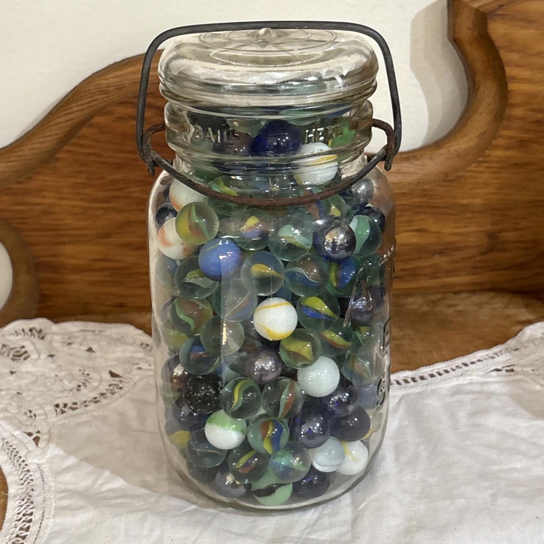 Vintage Marbles in A Jar, Hazel Atlas EZ Seal - Etsy