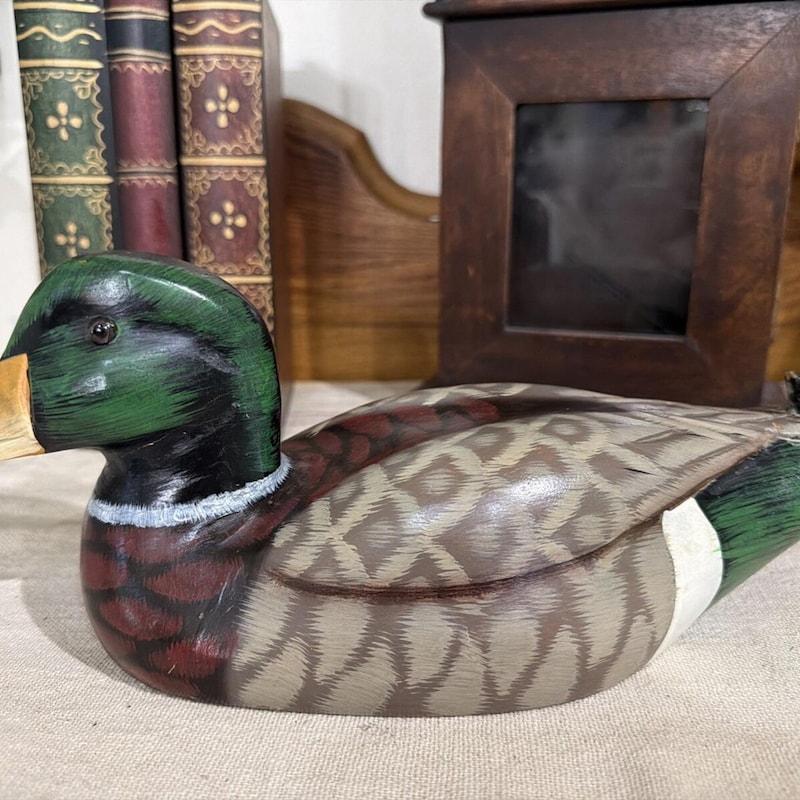 Vintage Wood Carved Duck - Etsy