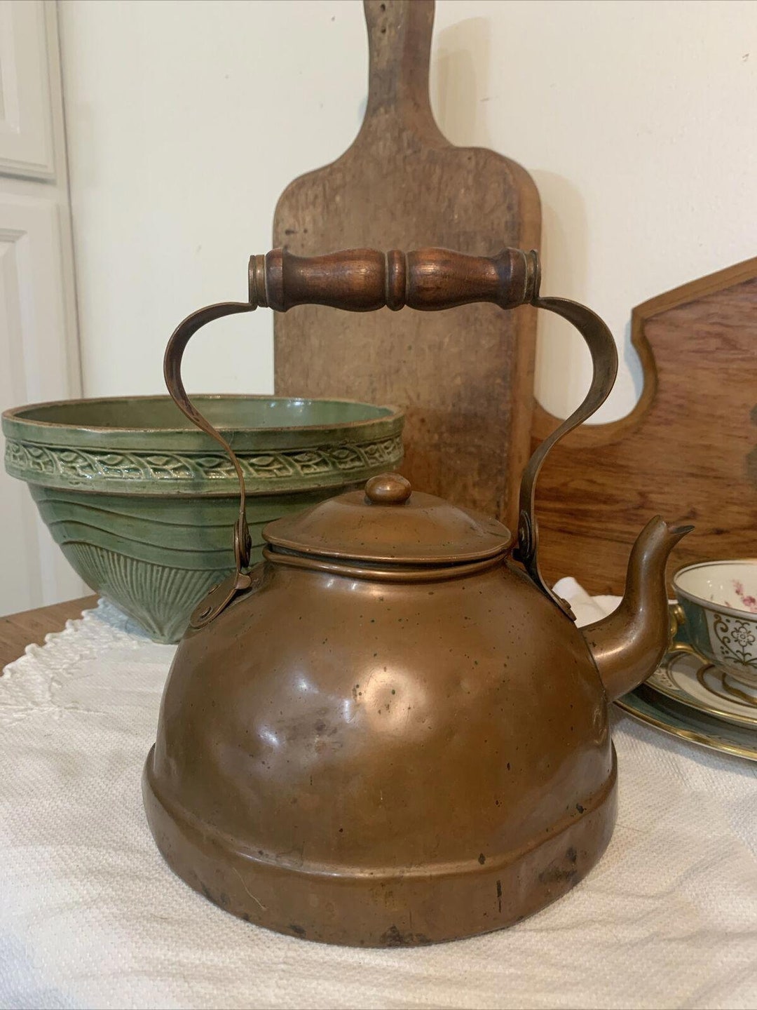 Vintage Tagus R52 Copper Tea Kettle Portugal Wooden Handle,patina ...