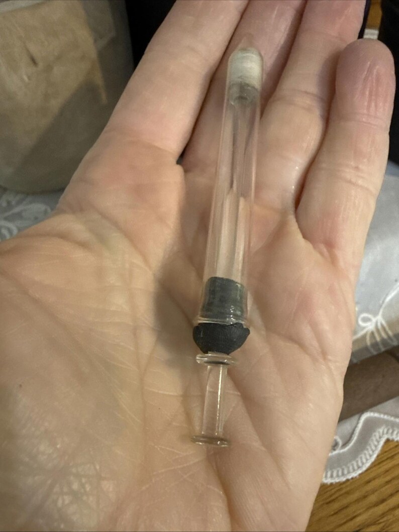 Antique Victorian Medical Doctor's Glass Syringe ~ 3.75" With Wooden ...