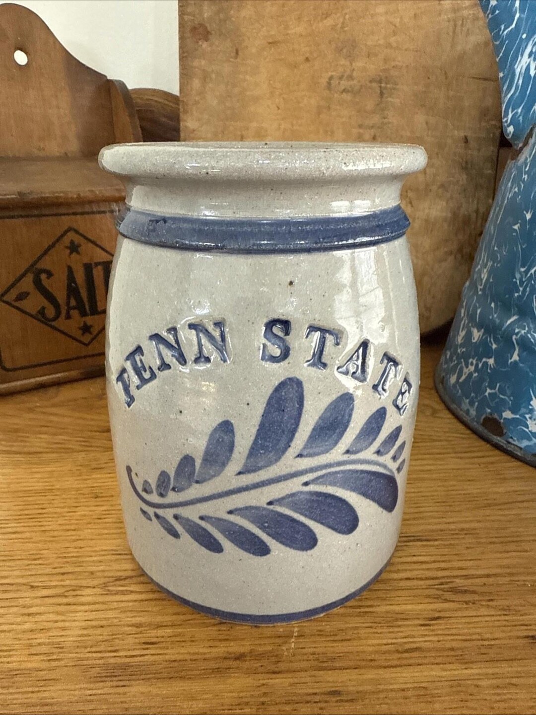 Westerwald Salt Glaze Stoneware Pottery Crock Penn State Utensil Holder ...