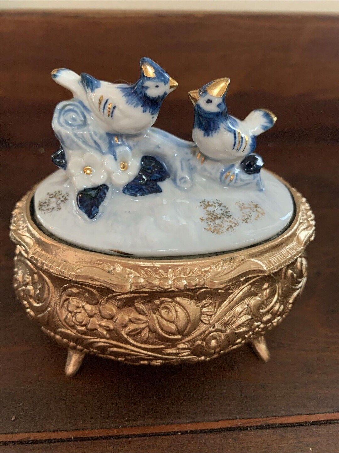 Vtg Music Box Marked Japan Porcelain Blue Birds weve Only Just Begun ...