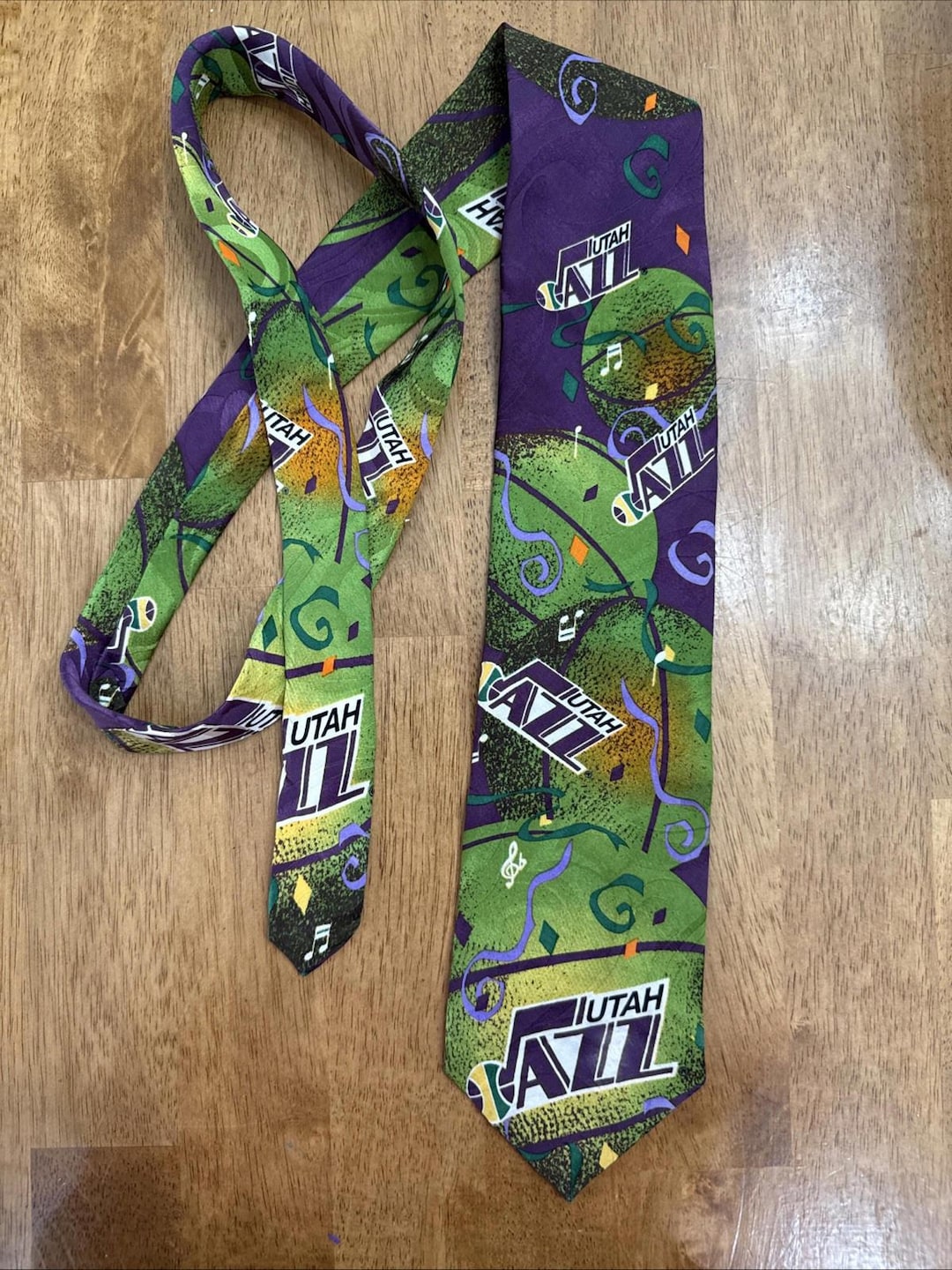 VTG 90s RM Sport Utah Jazz Neck Tie NBA Basketball Green Purple Unique ...