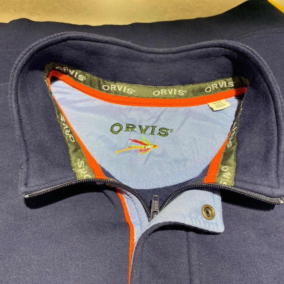 Orvis Men's Signature Quarter 1/4 Zip Sweatshirt Navy Pullover Size XL ...