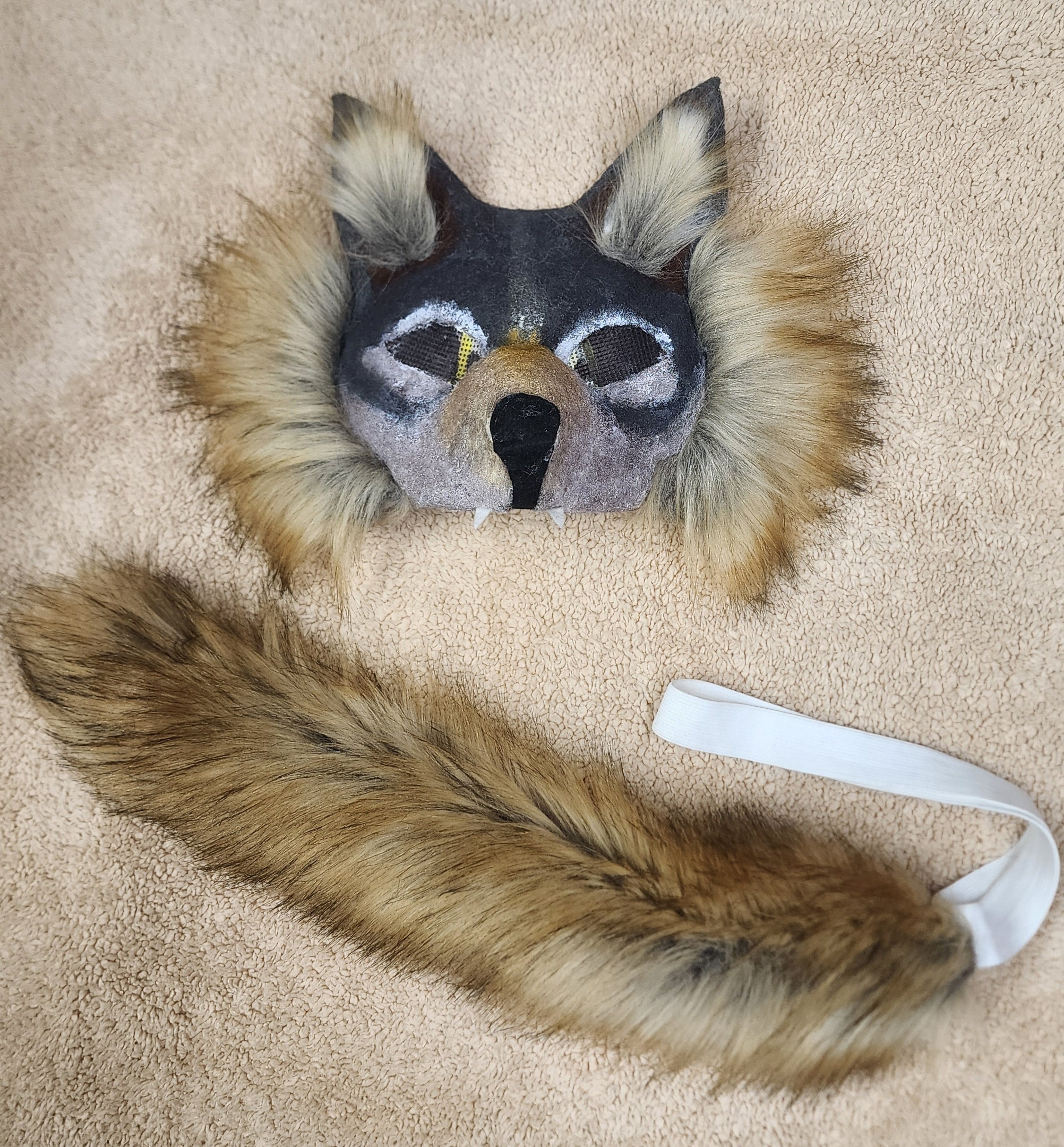 Coastal Grey Wolf Therian Cat Mask And Tail Customizable Furry Costume Accessory T For
