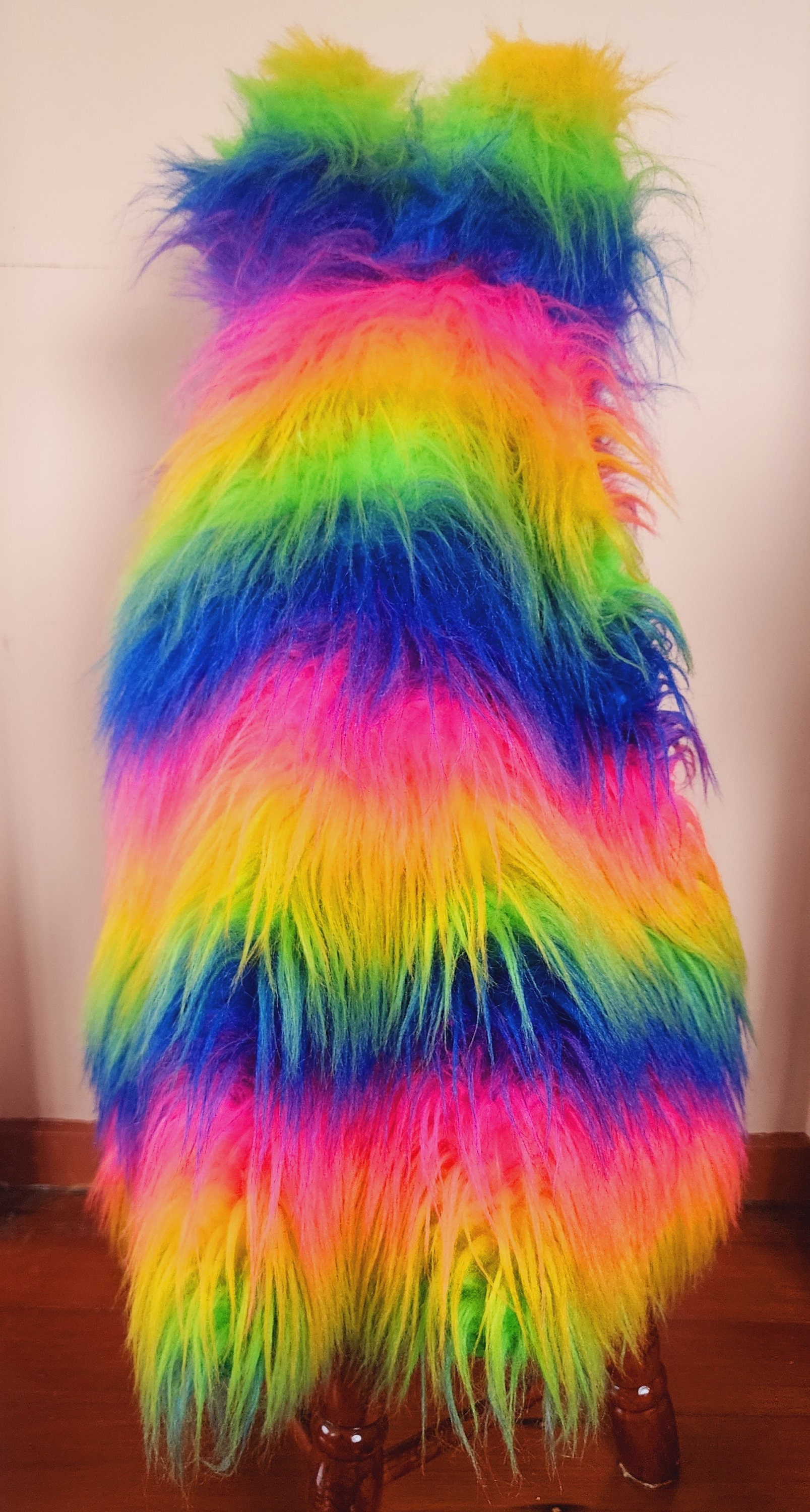 Rainbow Dog Dino Fursona Mask - Handcrafted Raptor Partial Fursuit ...