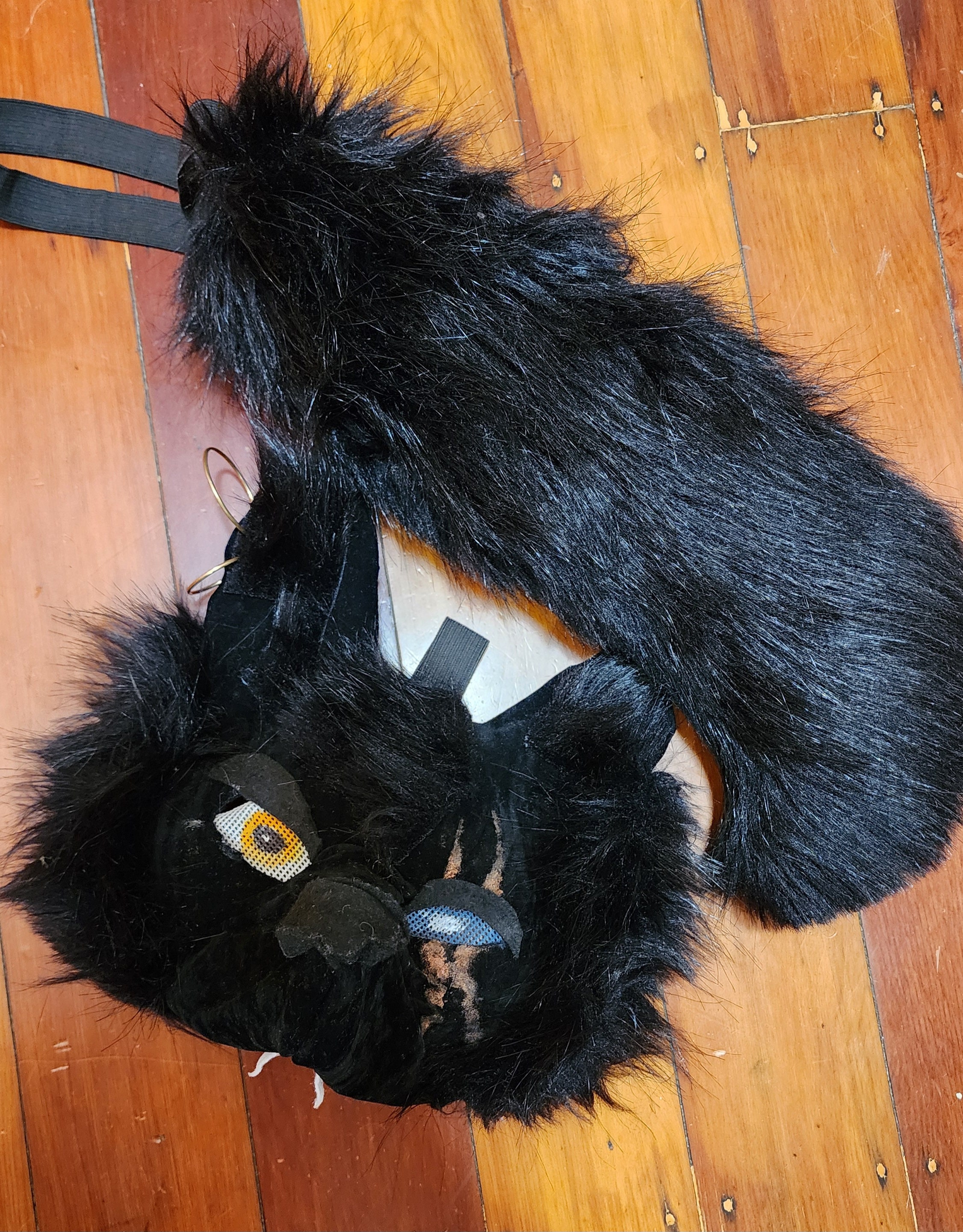 Black Wolf With Scars Therian Cat Mask and Tail Customizable Furry ...