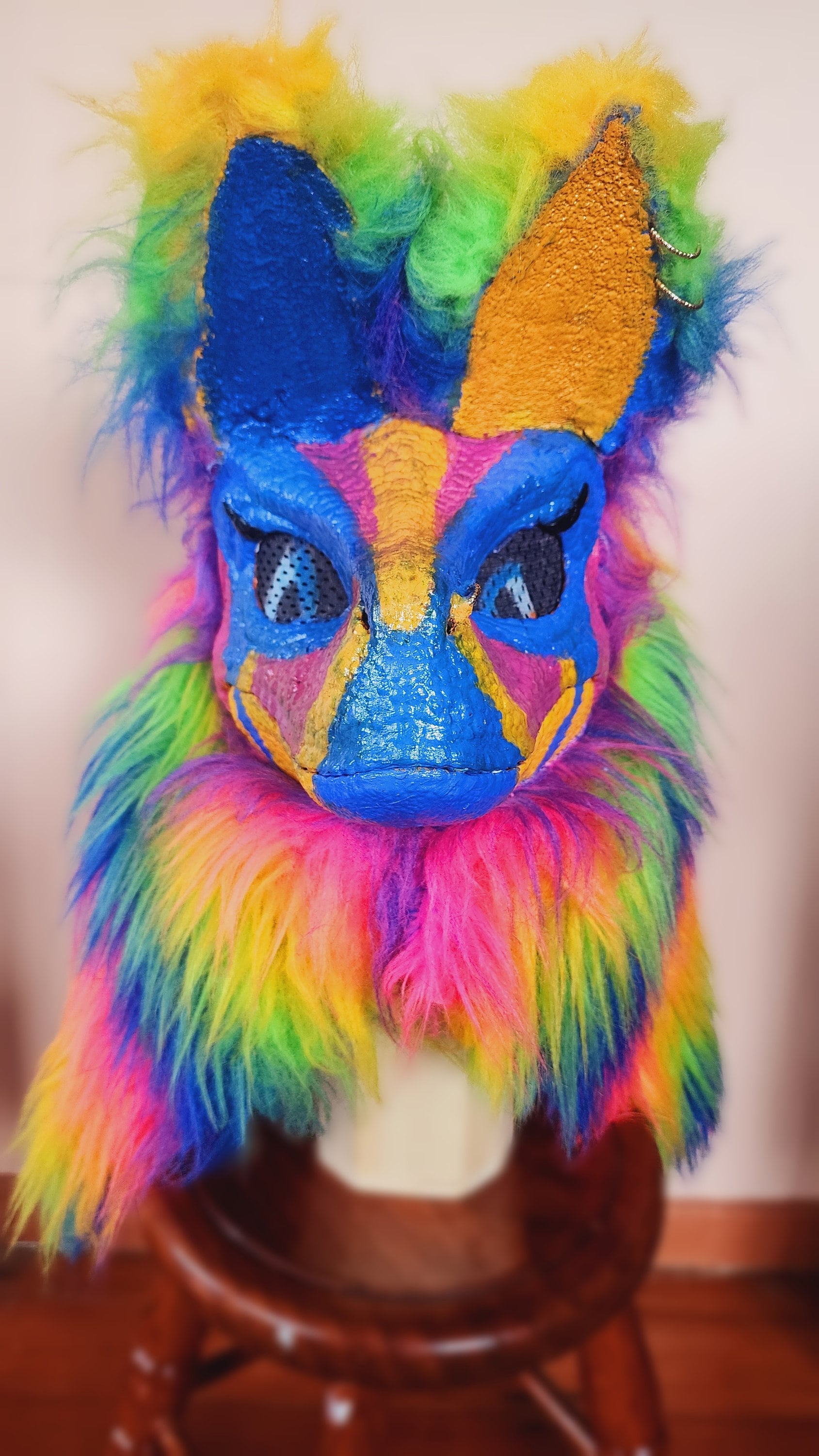 Rainbow Dog Dino Fursona Mask Handcrafted Raptor Partial Fursuit ...