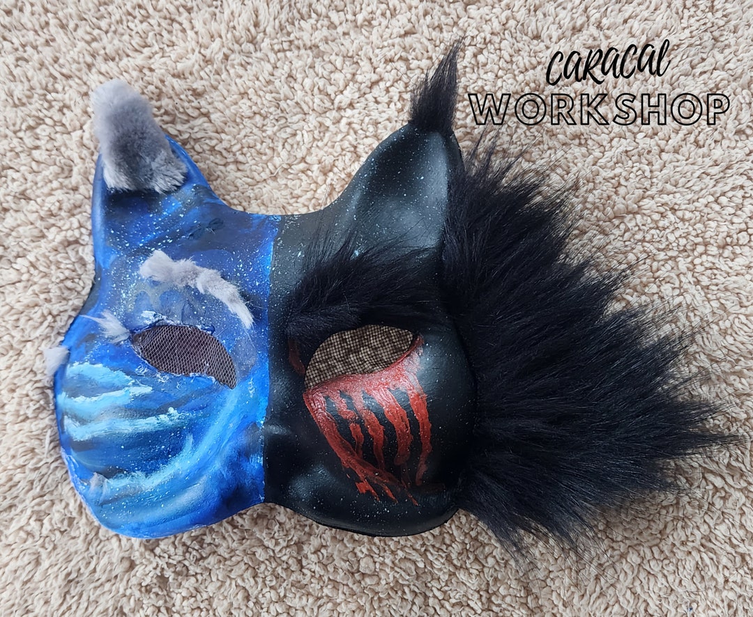 Feline Carnival Black and Blue Cat Mask Masquerade Party Essential ...