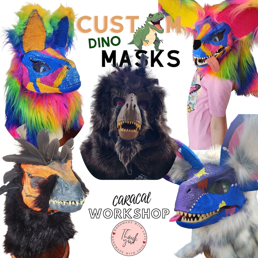 Custom Dino Masks - Raptor Partial Fursuit - Dinosaur Fans Gift ...