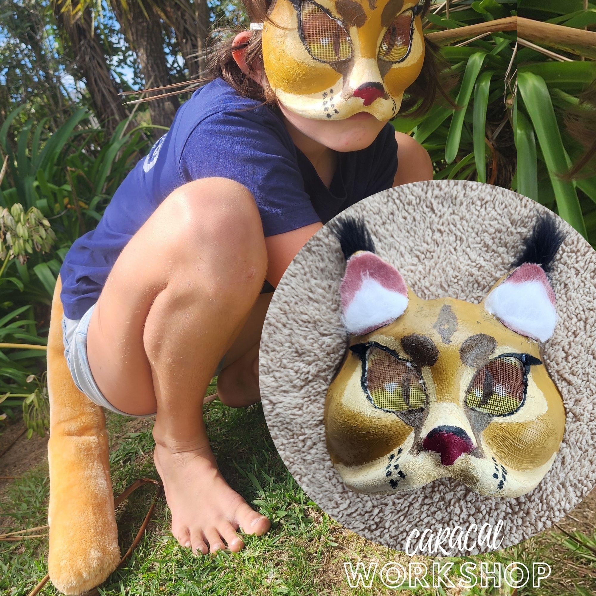 Caracal Cat Mask and Tail Set for Therians and Furries - Cosplay ...
