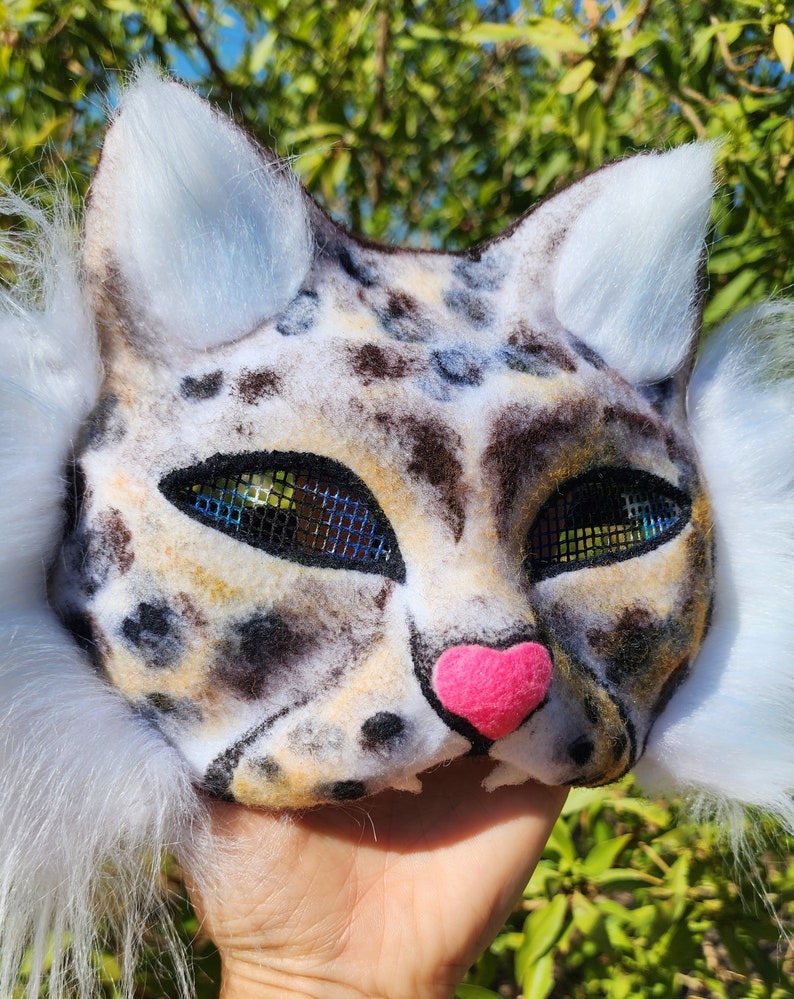 Snow Leopard Mask - Customizable Furry Costume Accessory - Gift for ...