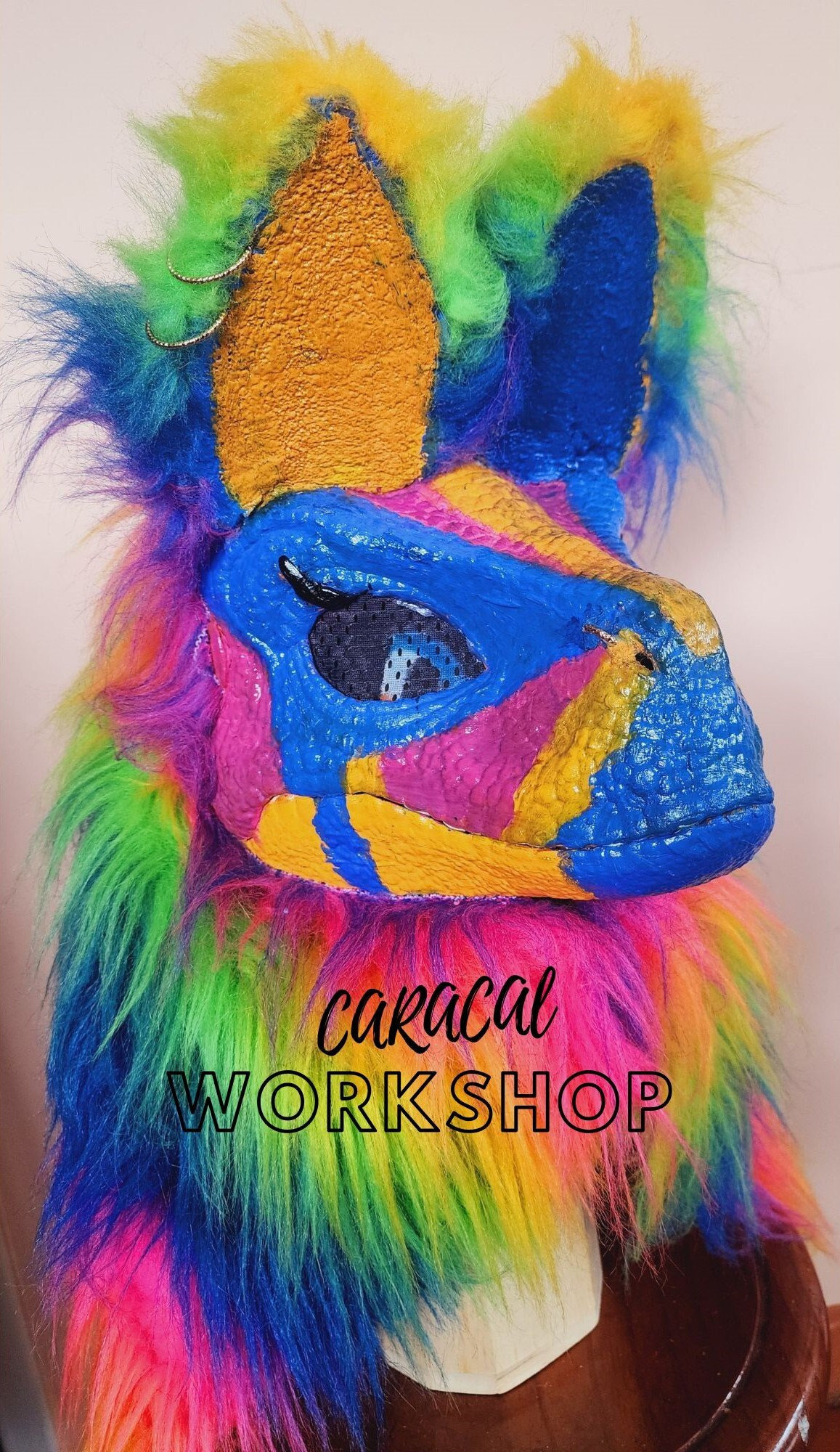 Rainbow Dog Dino Fursona Mask Handcrafted Raptor Partial Fursuit ...