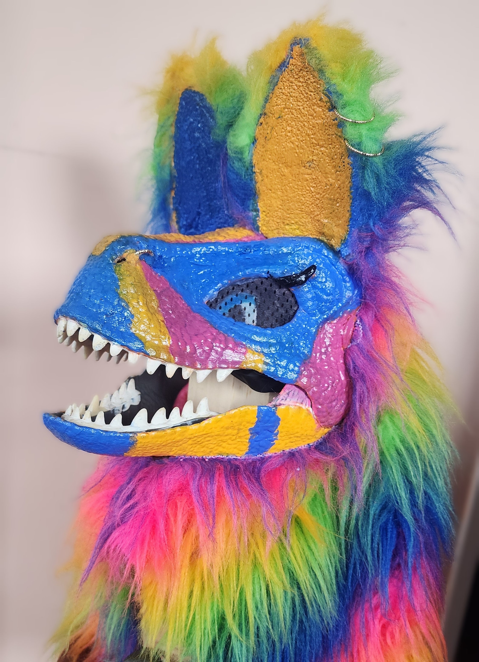 Rainbow Dog Dino Fursona Mask Handcrafted Raptor Partial Fursuit ...