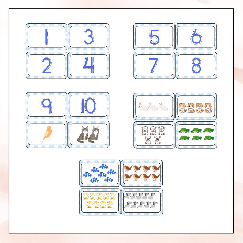 Printable Number Tracing Flashcards 1–10 | Counting Animals, Dots ...
