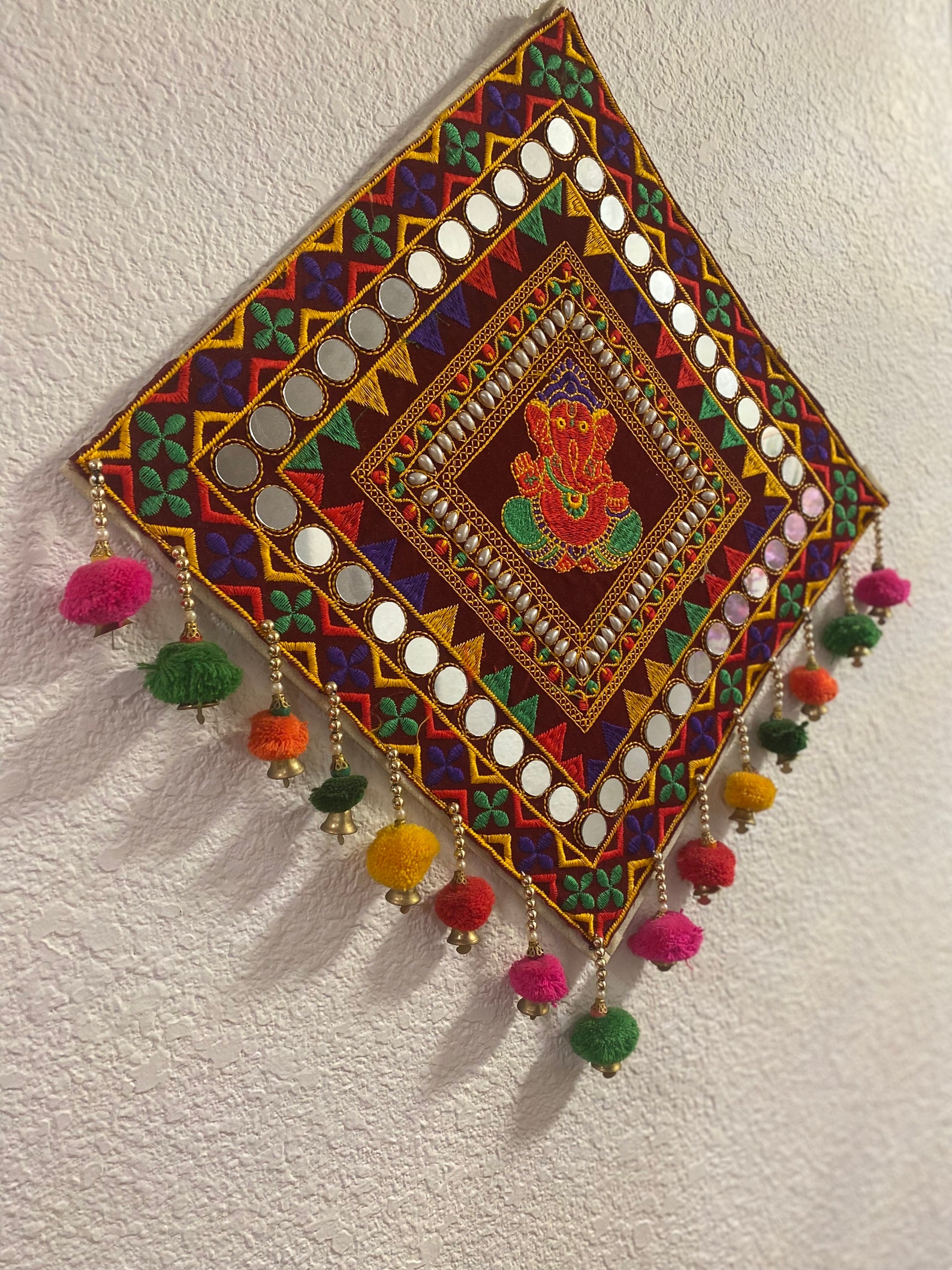 12 Inch Lippan (clay) Wall Art Ganapati Mural in the Centre and ...