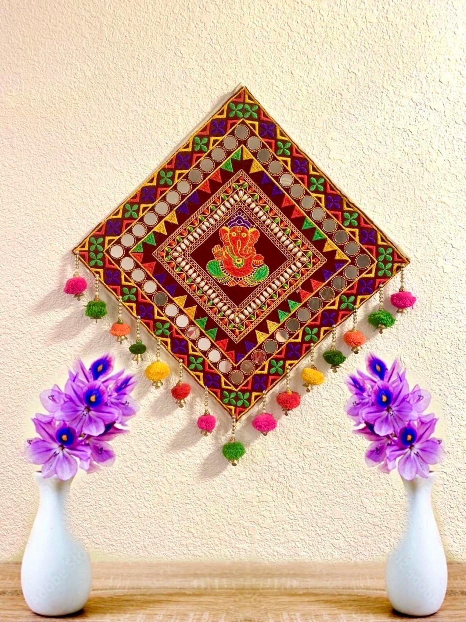 12 Inch Lippan (clay) Wall Art Ganapati Mural in the Centre and ...