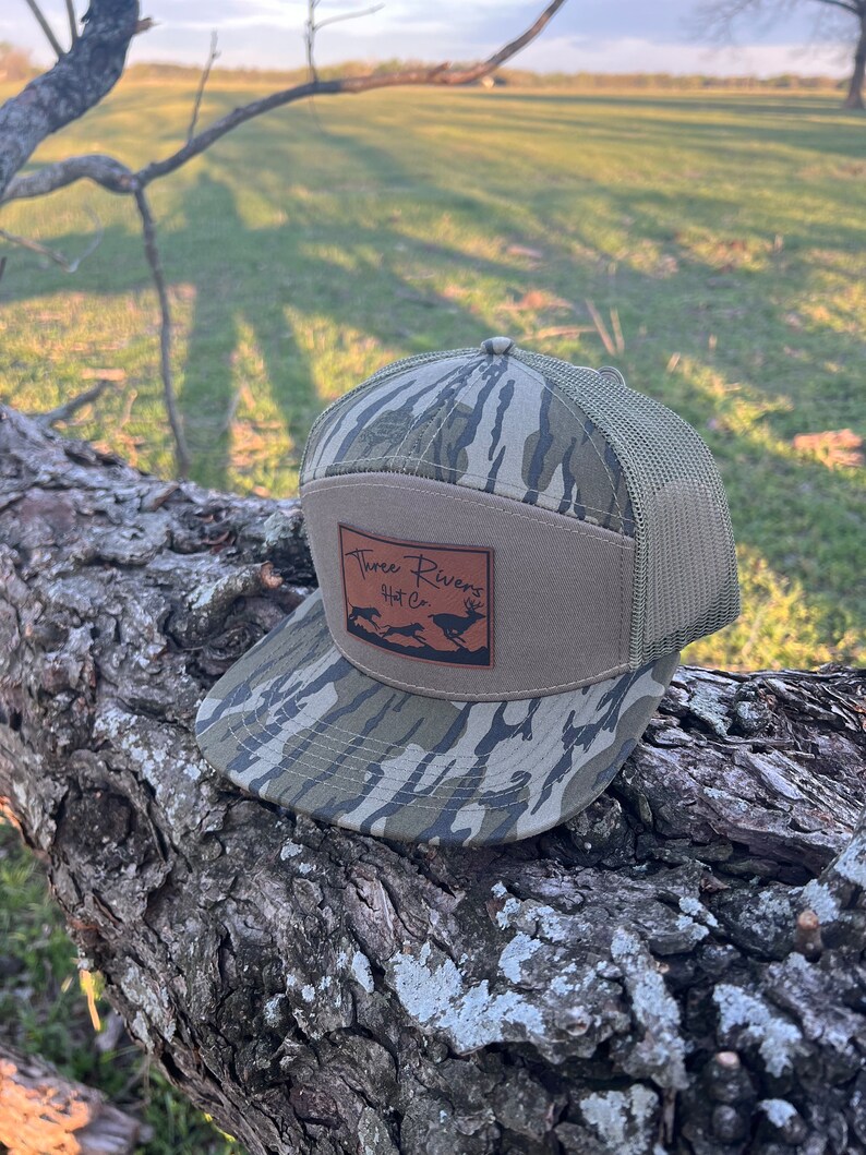 Deer Dog Hunting Patch Lost Hat Flatbill-mossy Oak Bottomland 7 Panel ...