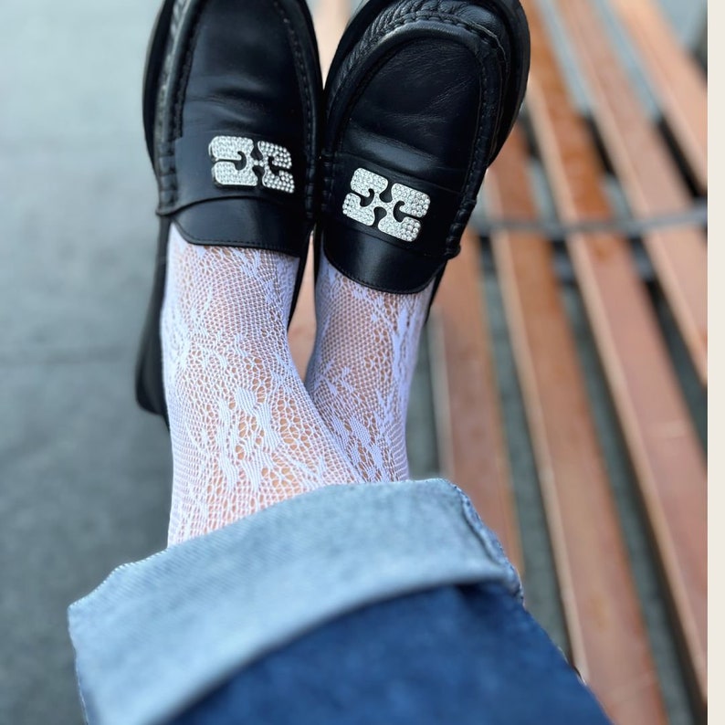 Fashion Fishnet Tights / Floral Pattern / One Size / White / Chic ...