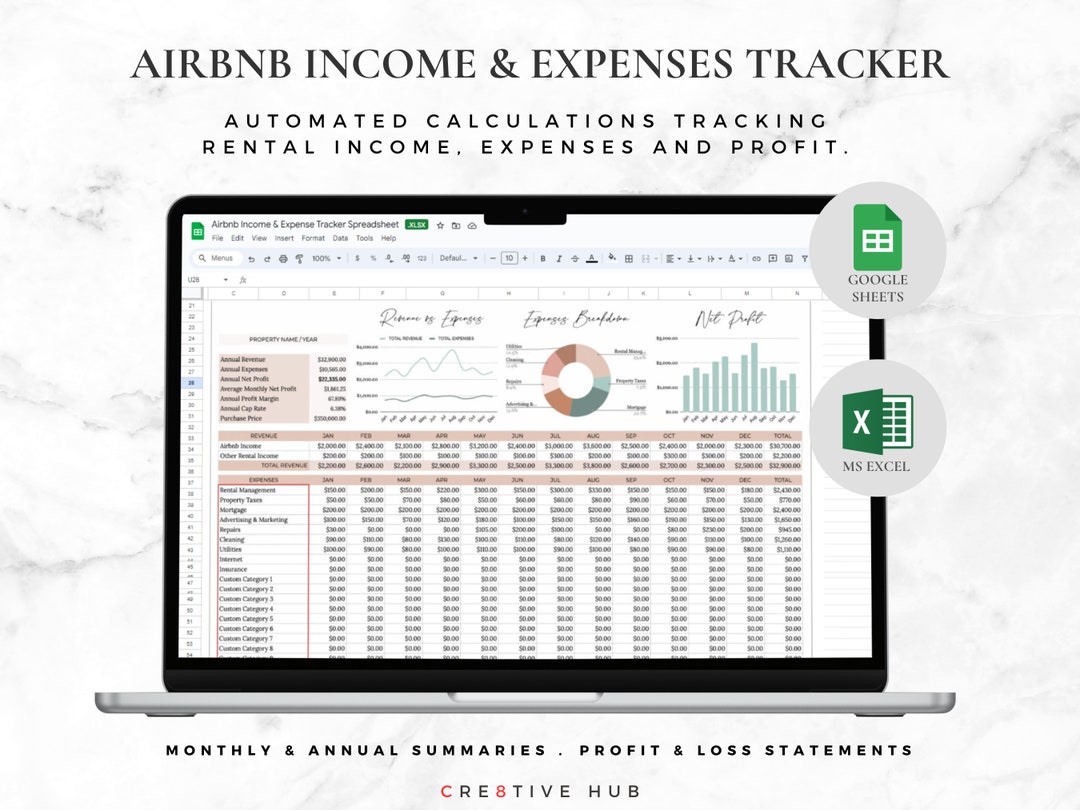 Airbnb Tracker, Vacation Rental Property Bookkeeping Tool, Airbnb ...