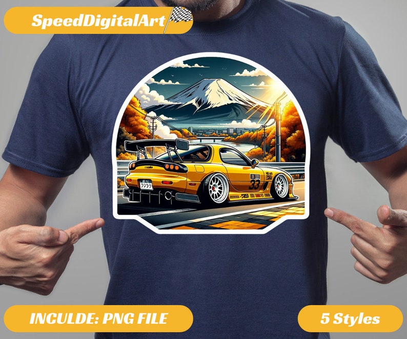JDM Car Mazda RX-7 Digital Art Print - High-resolution PNG File ...