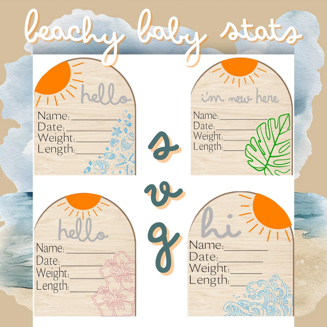 Baby Stats SVG File | Digital Download | Beach SVG | Ocean Waves SVG ...