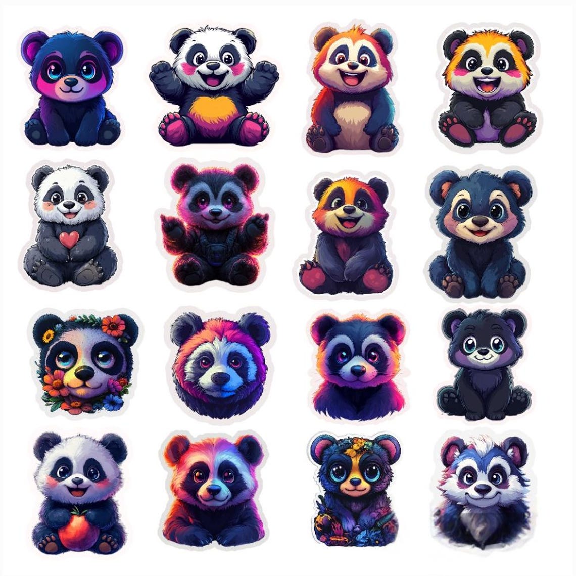 Panda Cute Sticker Pack: Kawaii Funny Gift Decals for Phone, Laptop ...