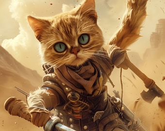 Cat's Dune - Riding Sandworm - Ai-generated Pet Portrait and Clipart ...