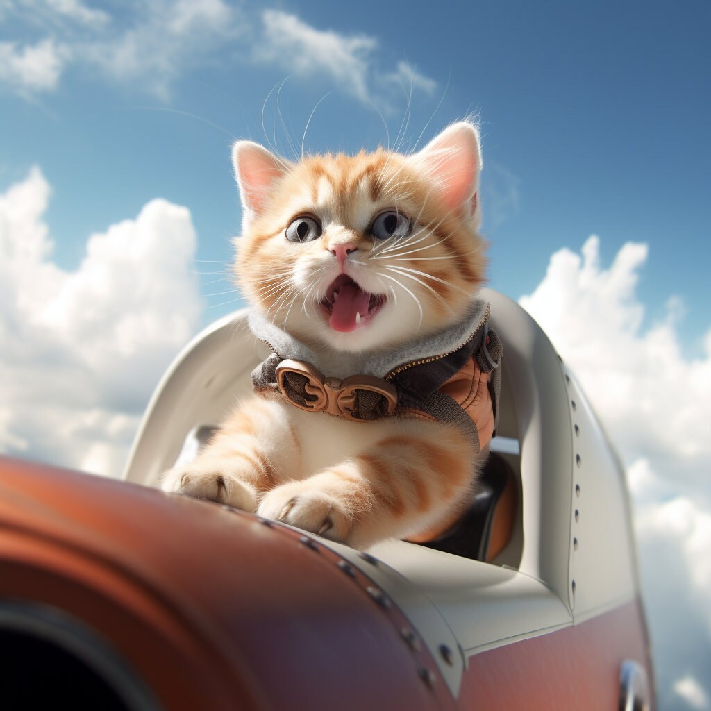 Kitty Pilot - Cat Art Print - Ai-generated Pet Portrait and Clipart ...