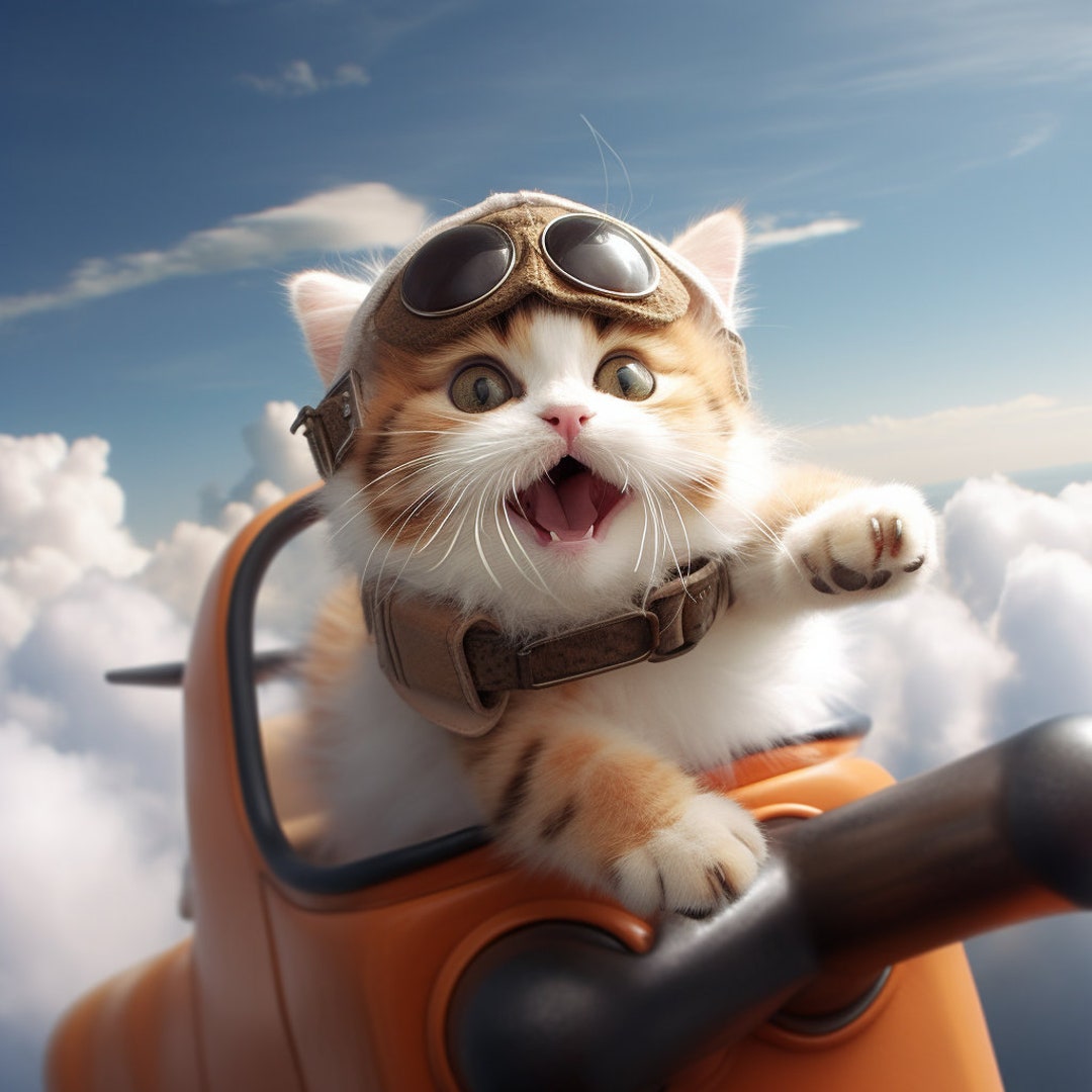 Kitty Pilot - Cat Art Print - Ai-generated Pet Portrait and Clipart ...