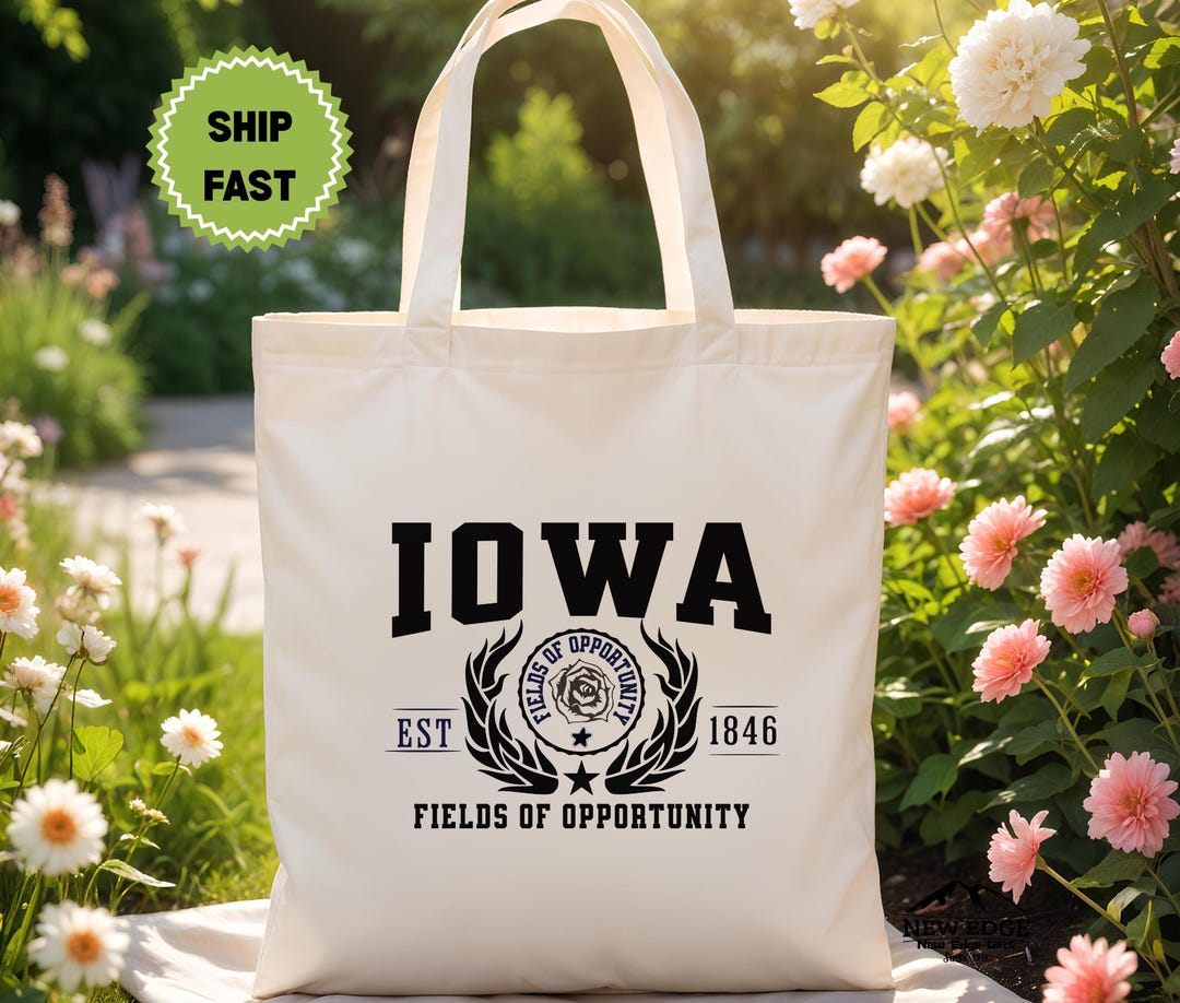 Iowa State Cotton Canvas Tote Bag: Fields of Opportunity, Reusable ...