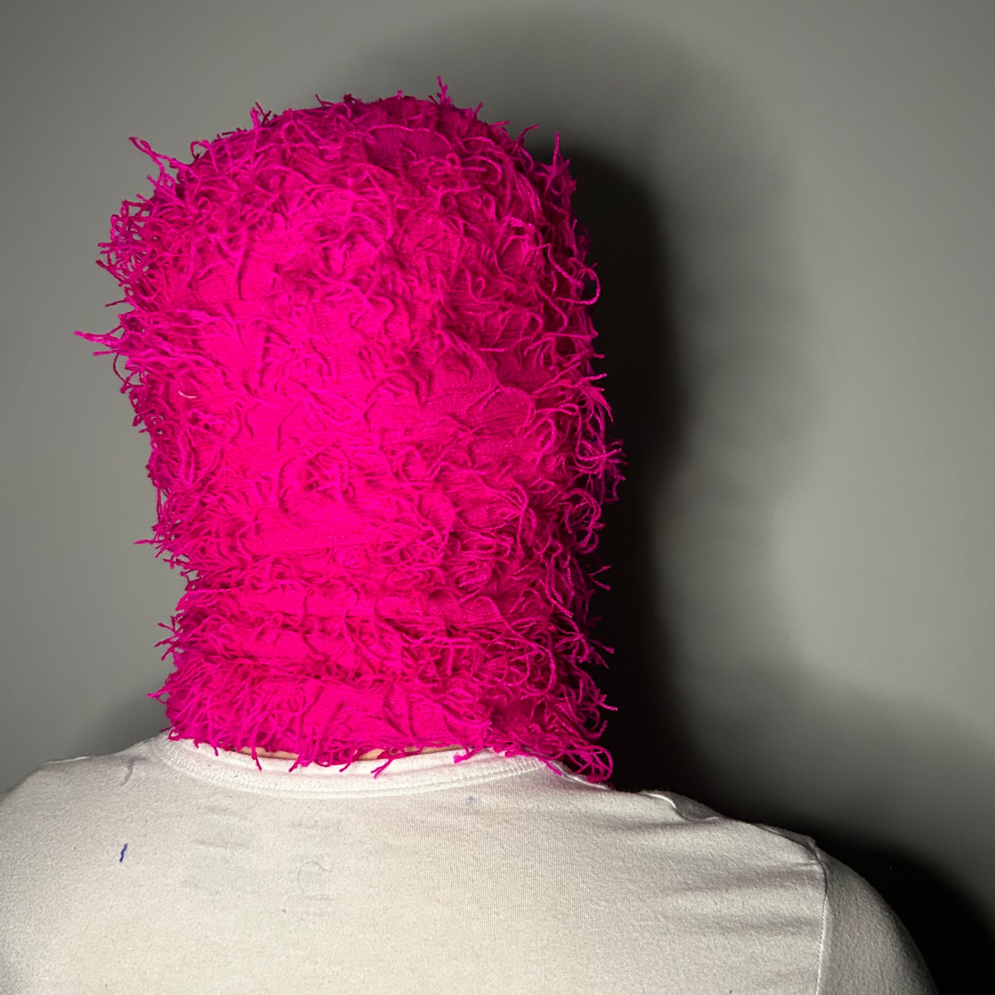 Hot Pink Distressed Balaclava Ski Mask Soft Knitted Balaclava Rapper ...