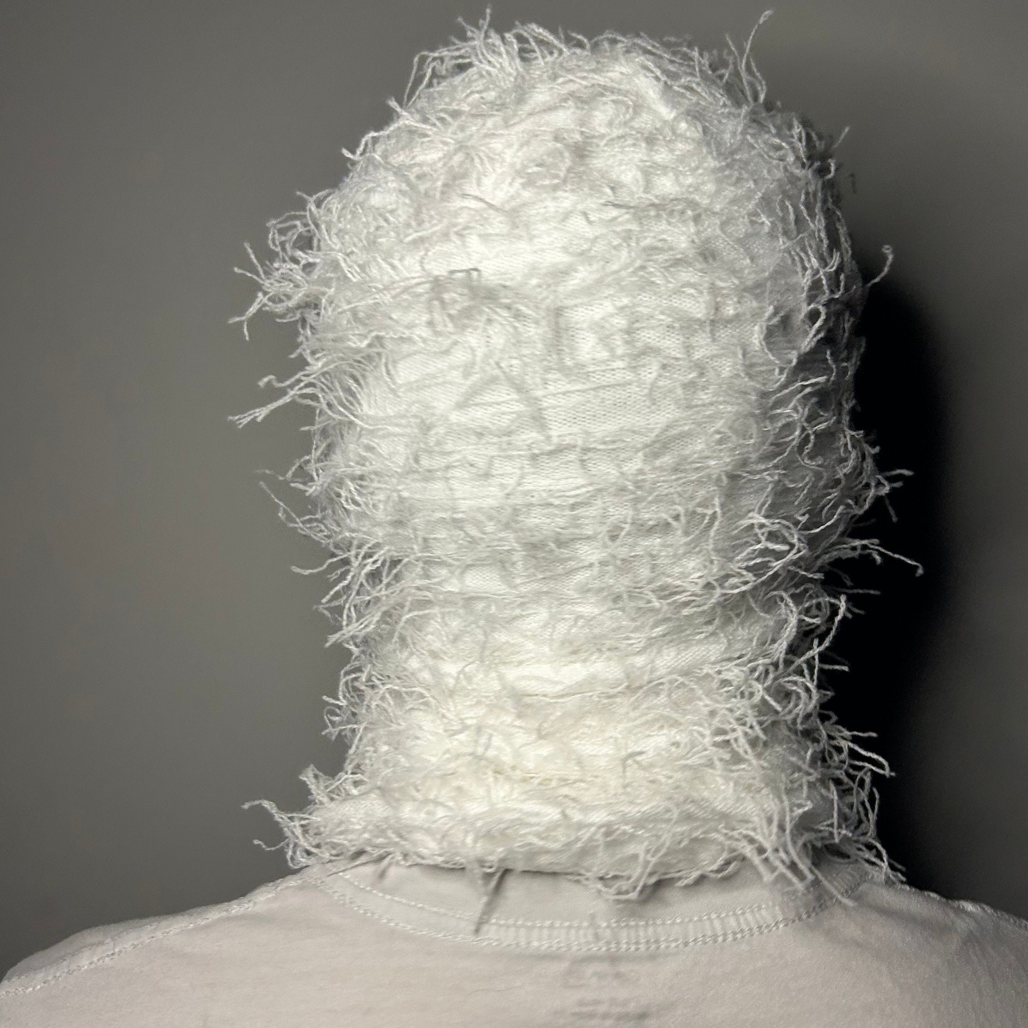 White Distressed Balaclava Ski Mask Soft Knitted Balaclava Rapper Toque ...