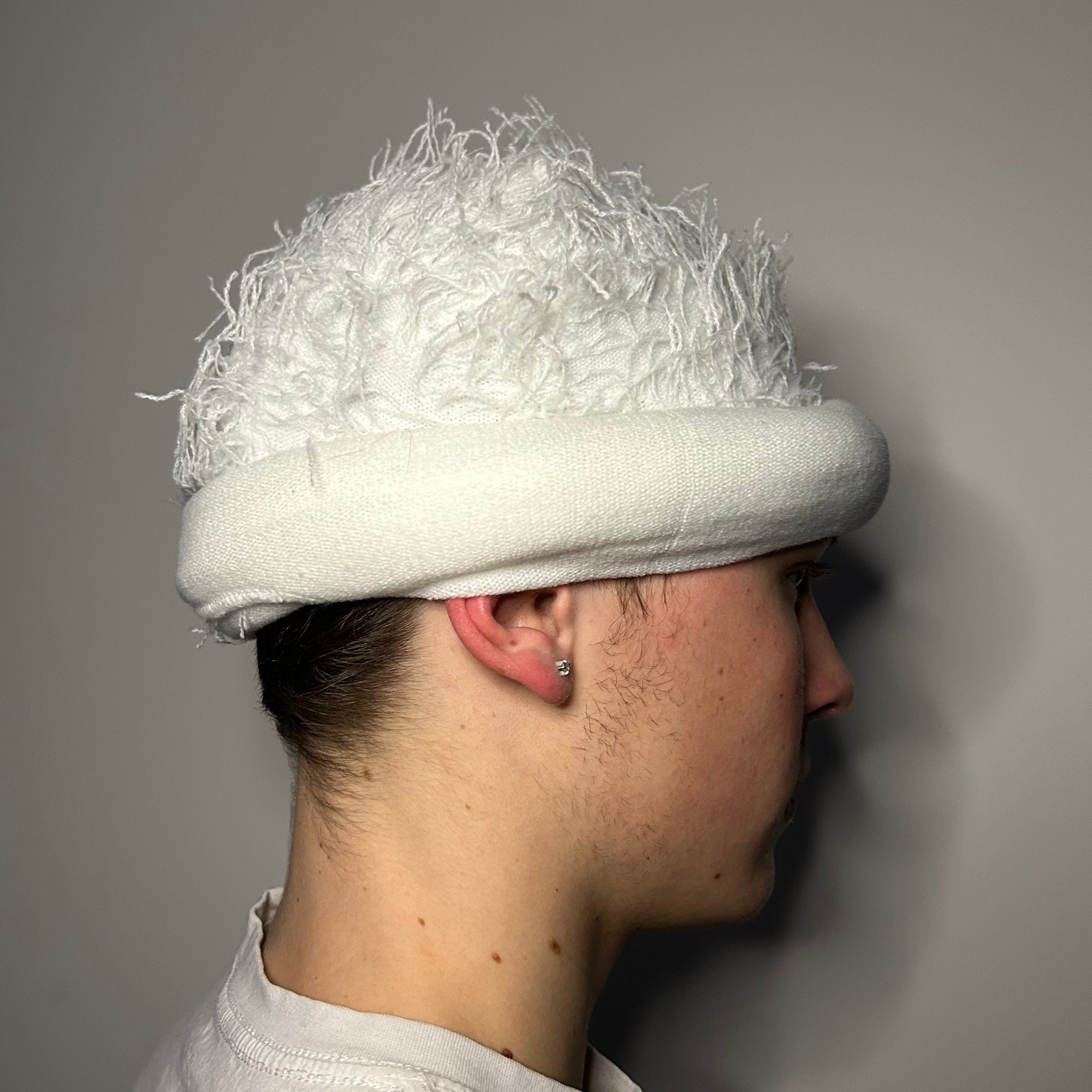 White Distressed Balaclava Ski Mask Soft Knitted Balaclava Rapper Toque ...