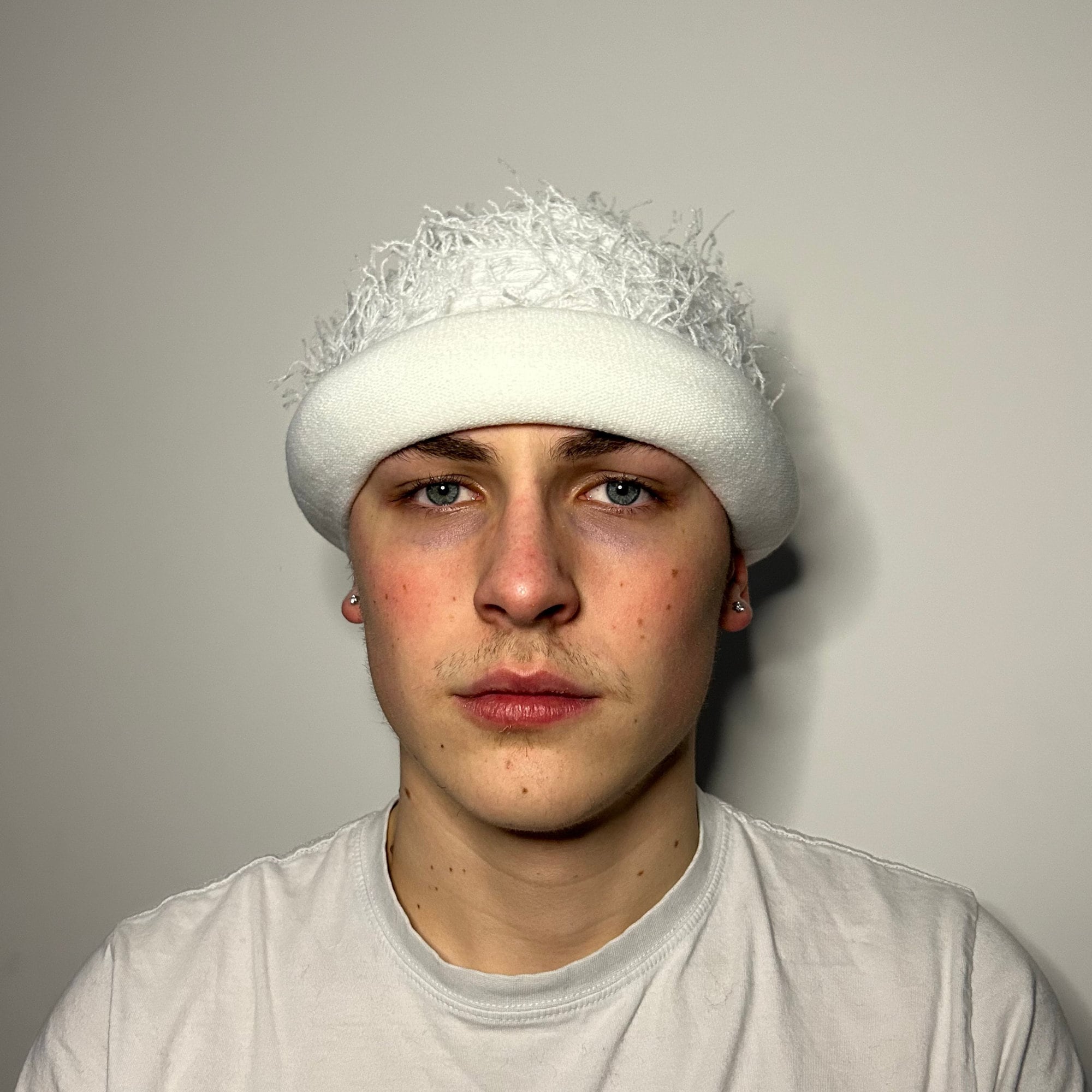 White Distressed Balaclava Ski Mask Soft Knitted Balaclava Rapper Toque ...