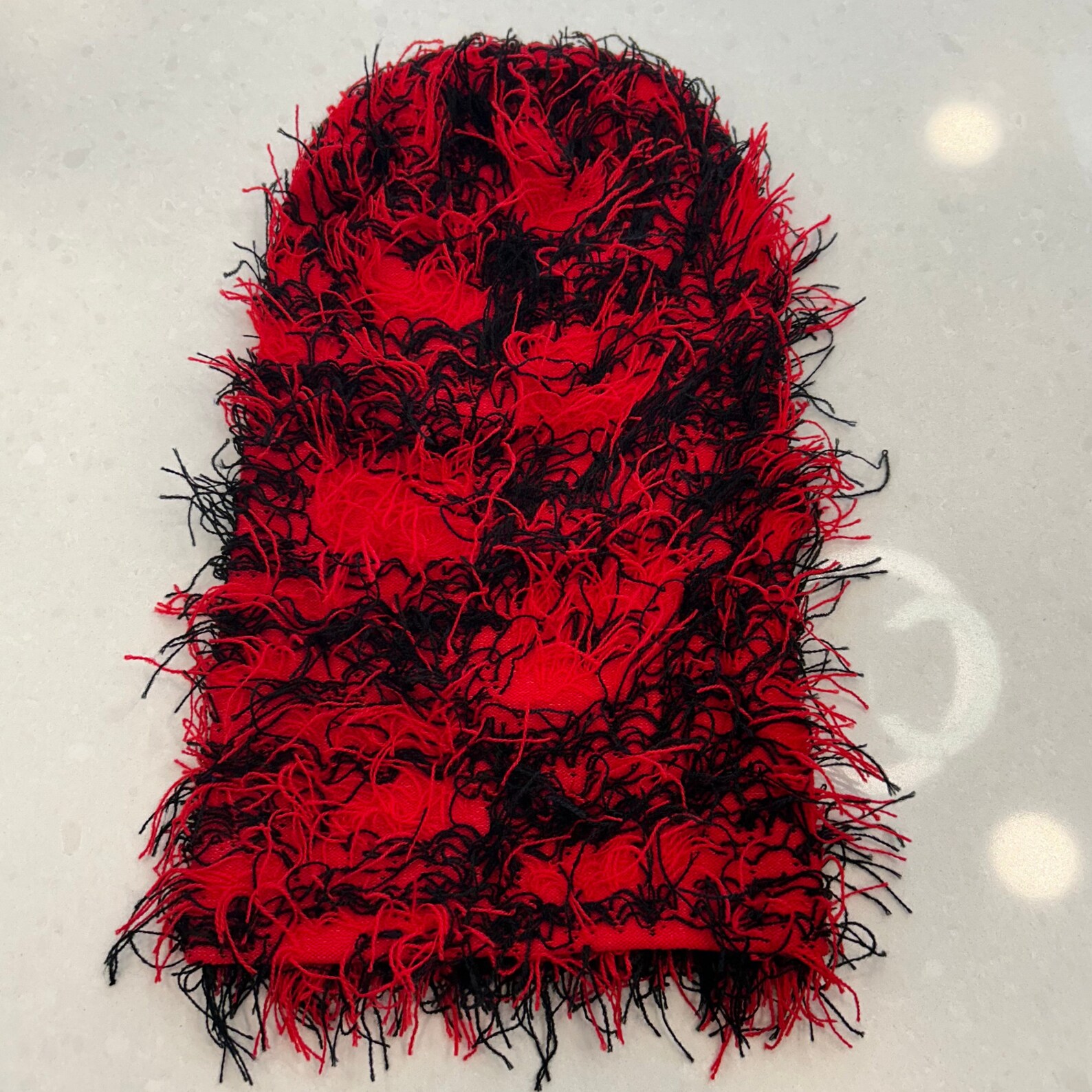 Red and Black Distressed Balaclava Ski Mask Soft Knitted Balaclava ...