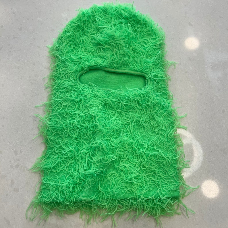 Lime Green Distressed Balaclava Ski Mask Cozy Warm Soft Knitted Winter ...