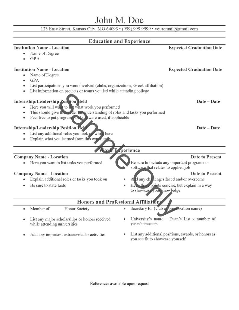 Professional Resume Template for MS Word includes Matching Cover Letter ...