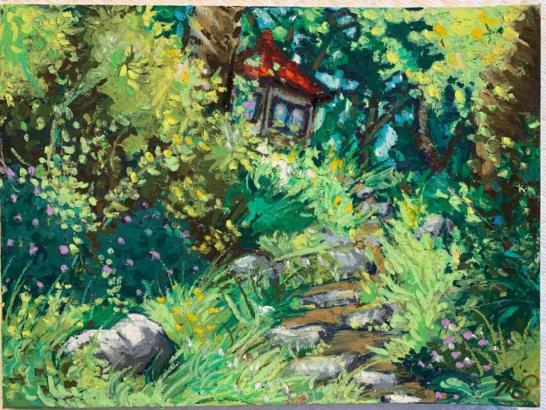 Ghibli Landscape Oil Pastel Painting - Etsy