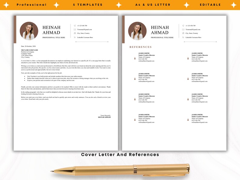 Professional Resume Templates With Photo for Word, CV Template ...