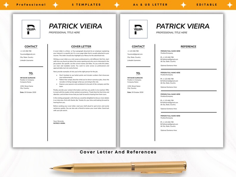 Resume CV Template Word, Professional CV Templates Clean ATS Friendly ...